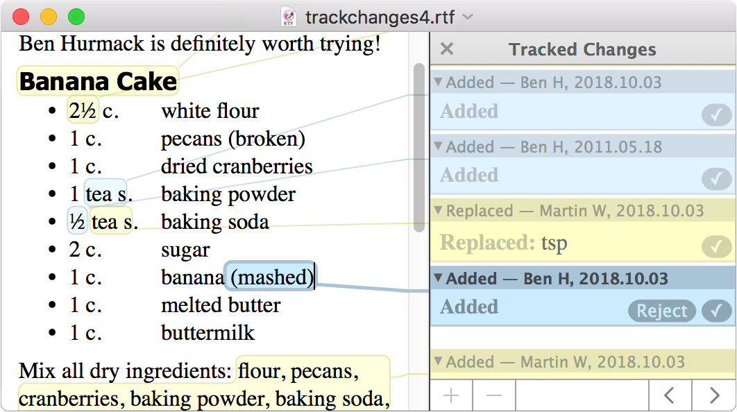 Nisus Writer Pro tour - Tracked Changes